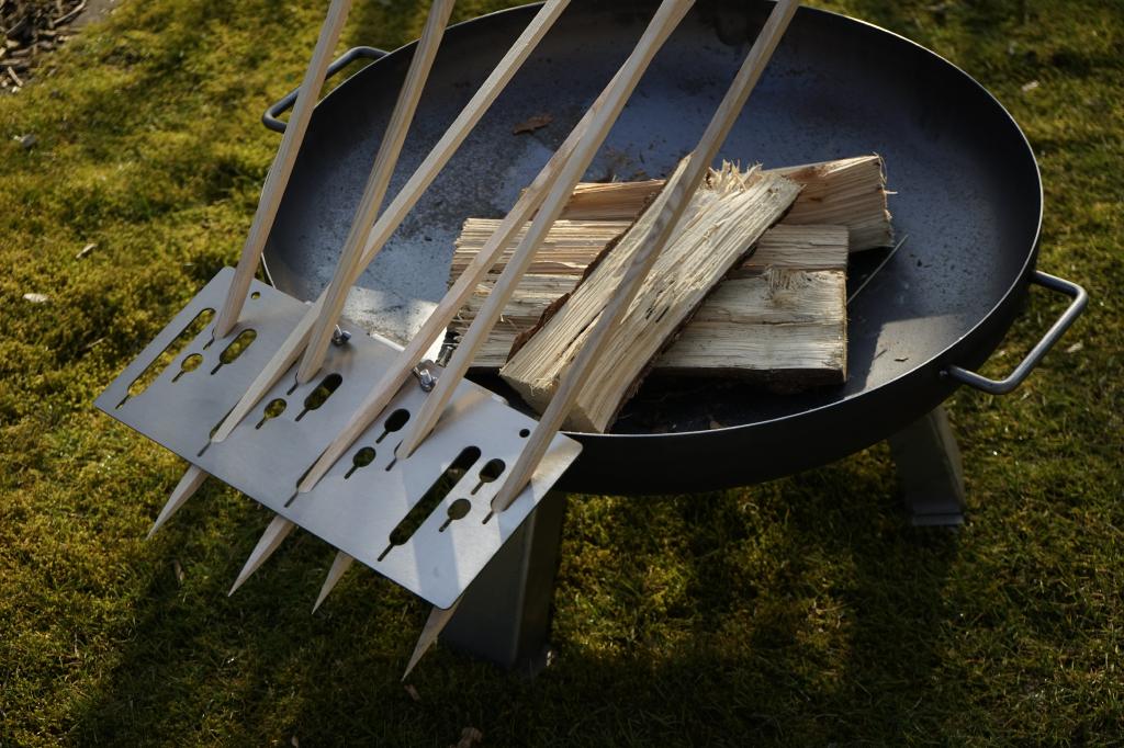Steckerlfisch Feuerschale Klemmhalter Grillaufsatz Spießhalter Fisch